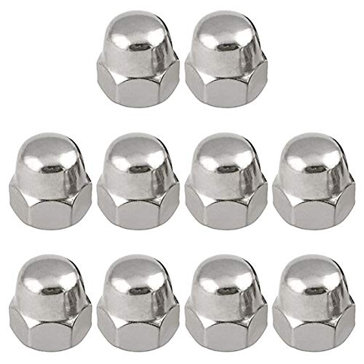 10 Pieces M8 Thread Dome Head Stainless Steel Acorn Hex Cap Nuts Stainless Steel Hex Acorn Cap Nuts for Screws Bolts, Silver