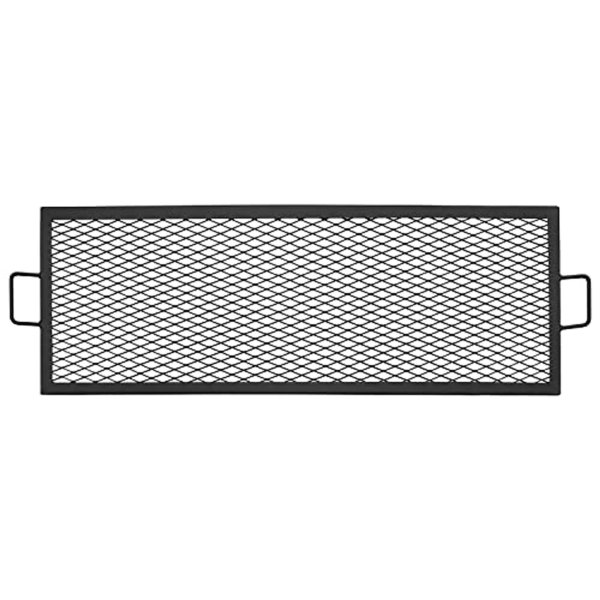 Sunnydaze X-Marks Fire Pit Cooking Grate - Outdoor Rectangle Black Steel BBQ Campfire Grill with Handles - 40-Inch