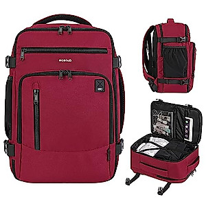 ECOHUB 16'' Travel Backpack For Women Men Airline Approved Personal Item Travel Bag Travel Essentials Laptop Backpack Casual Daypack Small Hiking Backpack Lightweight Waterproof Backpack, Red