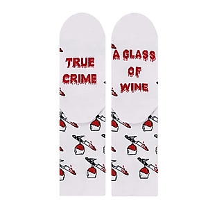 Valentines Day Gifts for Horror Lovers, Serial Killer Gifts, You'll Float Too Ruby Wine Glass and Horror Socks Gift Set, Horror Gifts for Men Women