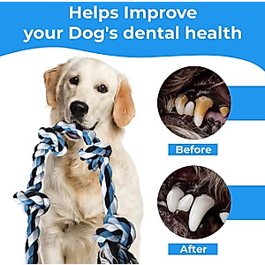 Flossy Chews Rope Tug Dog Rope Toys for Large and Medium Aggressive Chewers, Heavy Duty for Large Breed, Indestructible Dog Chew Toys, Tug of War, 100% Cotton Teeth Cleaning (Pink White, Large 17.8")