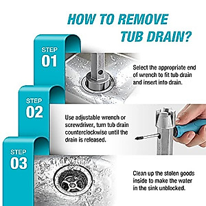 DURATECH Tub Drain Remover Wrench, Tub Dual Ended Drain Wrench, Aluminum Alloy Wrench for Bath drains, Shower Drains and Closet Spuds