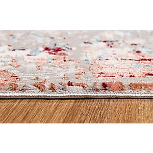 RUG BRANCH Cascade Contemporary Abstract Beige Blue Indoor Area Rug for Living Room, Bedroom, Dining Room, and Kitchen - 8' x 10' (7'9" X 10'9")