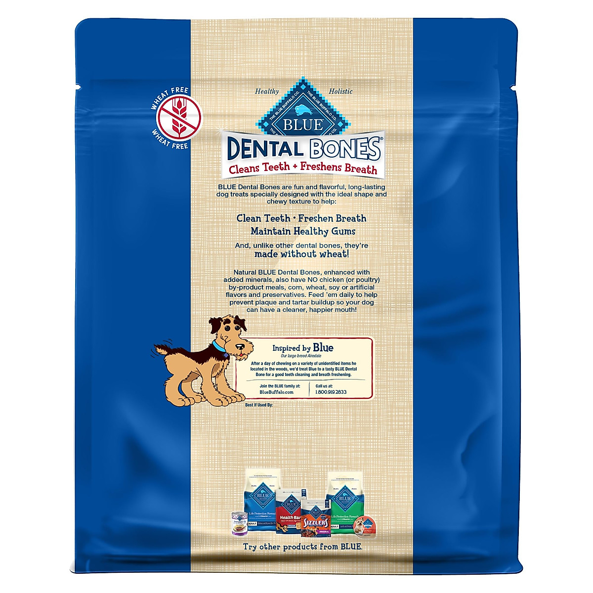 Blue Buffalo Dental Bones Regular Natural Dental Chew Dog Treats Bag Jumbo Pack
