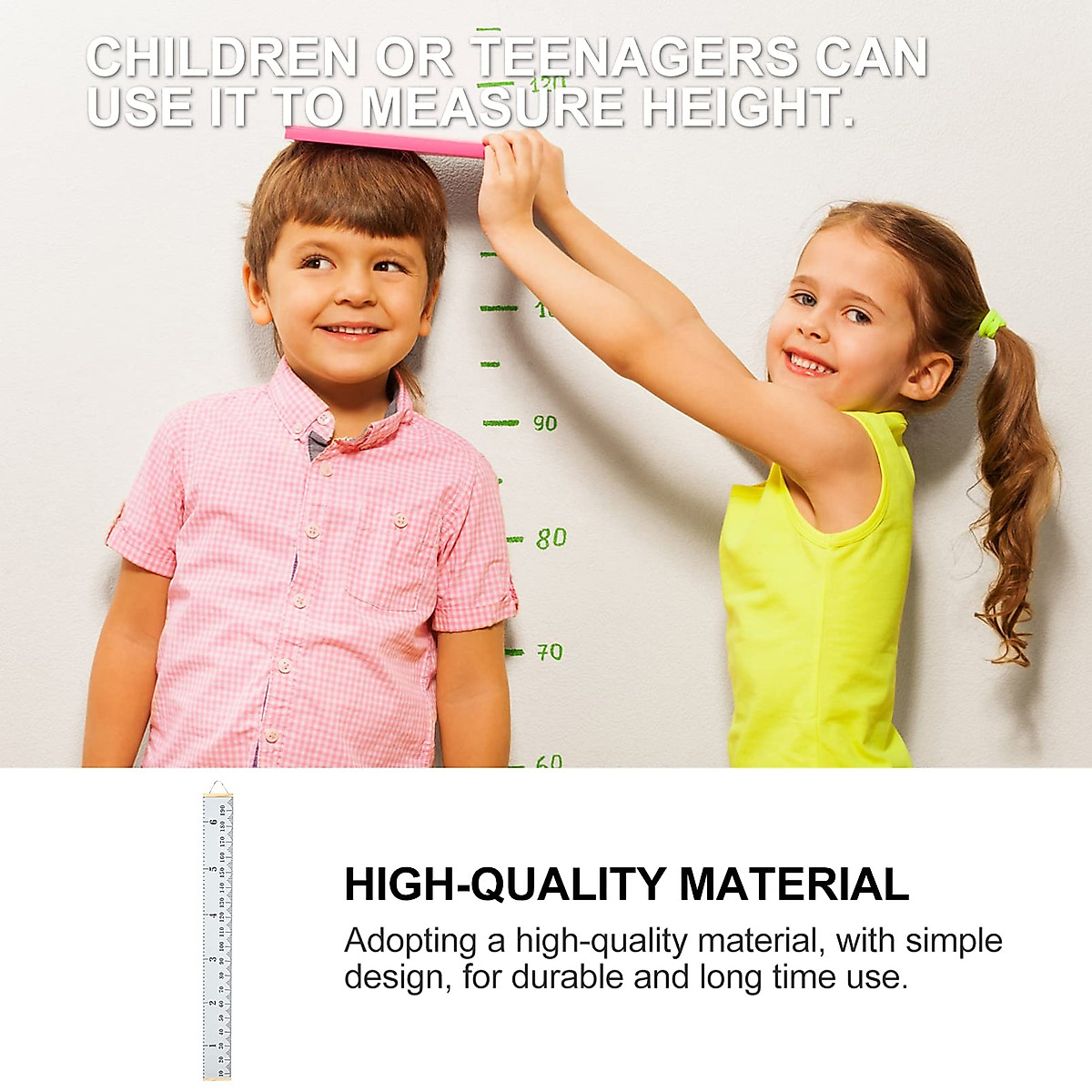 Height Growth Chart, 1pc Wall Hanging Ruler Kids Height Measuring Ruler Height Chart Pendant Wall Decor Height Measurement Ruler for Kids (Gray)