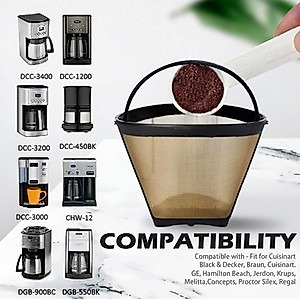 Hession Reusable No.4 Cone Coffee Maker Filters Replacement for Ninja coffee Bar Brewer Basket Filters 2 Pack