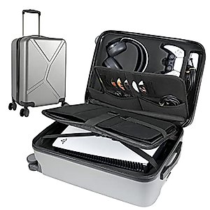 SARLAR Carrying Case Compatible with Playstation 5 Standard and Digital Editions, PS5 Hard Suitcase Travel and Storage for Console/Controllers/Monitor/Games/Headset/Charging Station/Base/Cables and All Accessories