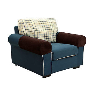 Stretch Velvet Sofa Armrest Covers 2 Piece Chairs Sofas Arm Covers Sofa Chair Recliner Couch Armrest Protector Anti-Slip Arm Slipcovers,Brown