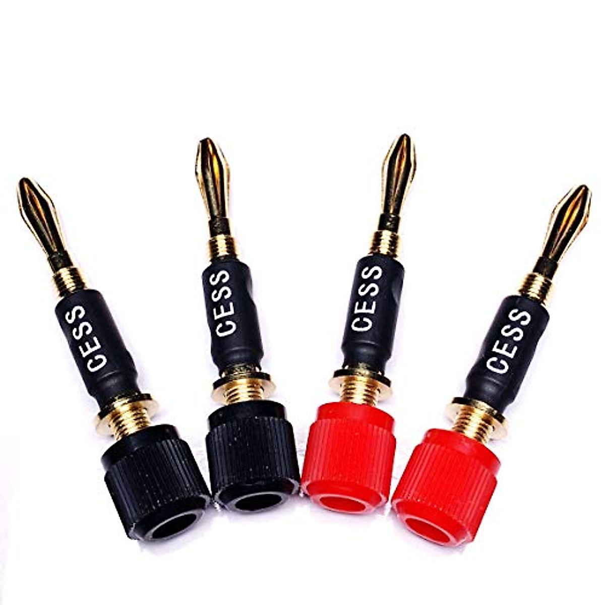 CNCESS CESS-061 Spade Fork Binding Post to Banana Plugs Amp Speaker Adapter, 4 Pack