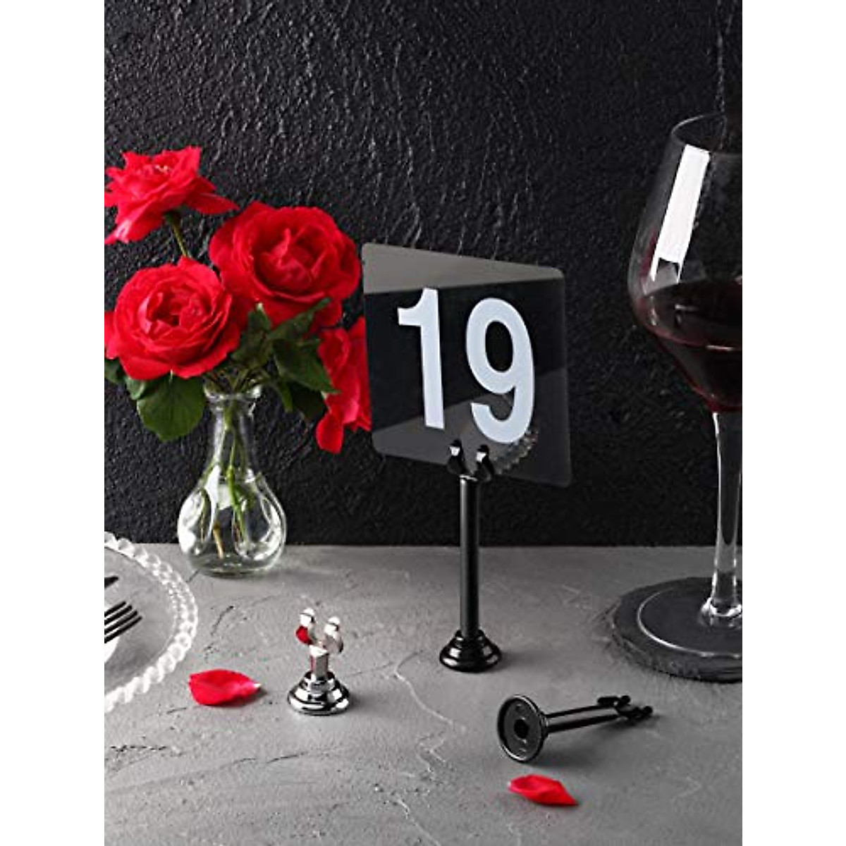 New Star Foodservice 27747 Triton/Ring-Clip Number Holder/Number Stand/Place Card Holder, Set of 12, 1.5-Inch, Black