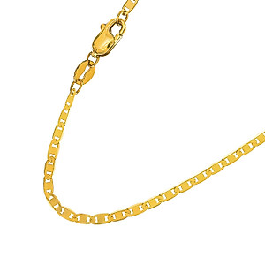 JewelStop 10k Solid Yellow Gold 1.7 mm Mariner Chain Necklace, Lobster Claw Clasp - 24 Inches, 2.7gr.