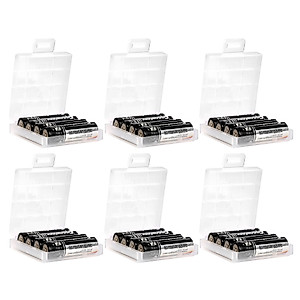 Whizzotech AA/AAA Cell Battery Storage Case/Holder with Charge Reminder Markings Clear Color (6 Pack)