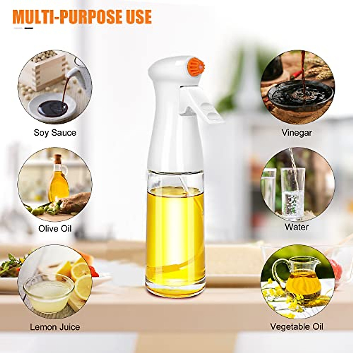 aKosco Oil Sprayer Bottle, 230ml Oil Sprayer for Cooking Olive Oil Sprayer Vegetable Oil Dispenser Oil Mister Portable Bottle Mini Kitchen Gadgets for Cooking, BBQ and Kitchen Baking