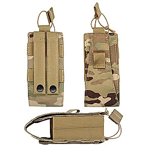 1000D Nylon Tactical Radio Holder Radio Case Radio Pouch Military Molle Radio Walkie Talkie Holder Bag Hunting Magazine Pouches Pocket for Two Ways Walkie Talkies Compatible (CP)