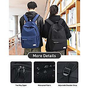CAMILLEMMA Black Simple Cute Backpack for Teen Girls Boys, Casual Daypack High School Bookbag for Women Men, Lightweight Travel Laptop Back Pack Classic Basic College Backpack