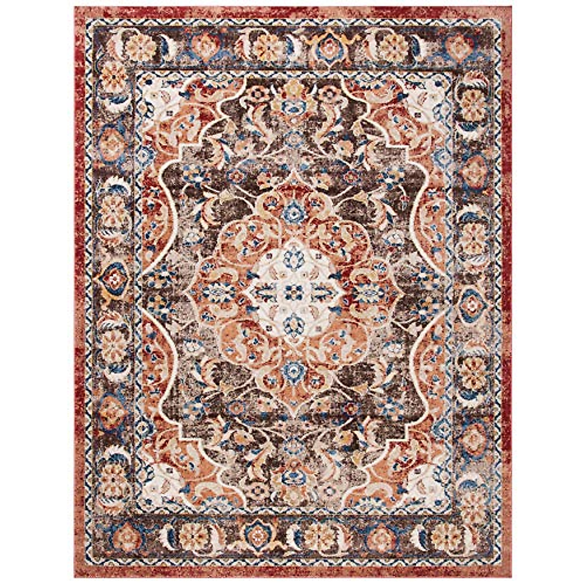 SAFAVIEH Bijar Collection 8' x 10' Brown / Rust BIJ648D Traditional Oriental Distressed Non-Shedding Living Room Bedroom Dining Home Office Area Rug