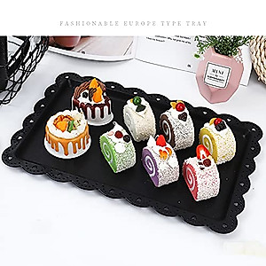 4 Pieces Plastic Cake Stand Set with 2pcs Large 3-Tier Cupcake Stands + 2pcs Appetizer Trays Perfect for Wedding Halloween Birthday Baby Shower Tea Party(Black)