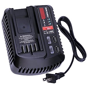 Kotoate 20V Battery Charger Replacement for Craftsman V20 Battery Charger CMCB104 Compatible with Craftsman V20 20-Volt Max Lithium Ion Battery CMCB202 CMCB204 CMCB201 CMCB205 CMCB102, with 2 USB Port