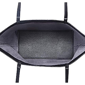 Women's Soft PU Leather Tote Shoulder Bag from HORSE&TIGER, Minimalist Litchi Texture Handbag (Black)