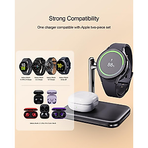 MAKAQI 2 in 1 Charger Stand for Samsung Watch and Earbuds, Foldable Charging Dock Compatible With Galaxy Watch 7/6 Classic/5/5 Pro/5 Classic/4/3/Active 2/1 & Galaxy Buds 2/2Pro/Live