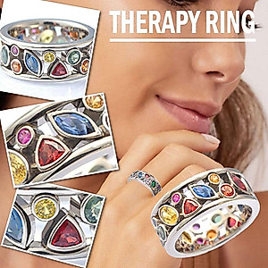 2Pcs Ionix Ring, Torina Crystal-Quartz Ionix Ring, Heathcryt Crystal-Quartz Ionix Ring, Quartz Crystal Ring with Gift Box (US 10)
