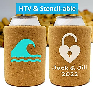 TahoeBay Cork Can Cooler Insulators (2-Pack) Laser Engraving and HTV Blanks for 12oz Beer, Soda, and Seltzer Water