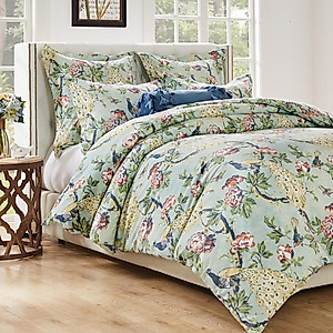 Greenland Home Pavona 100% Cotton Victorian Duvet Cover Set, 3-Piece Full/Queen, Jade