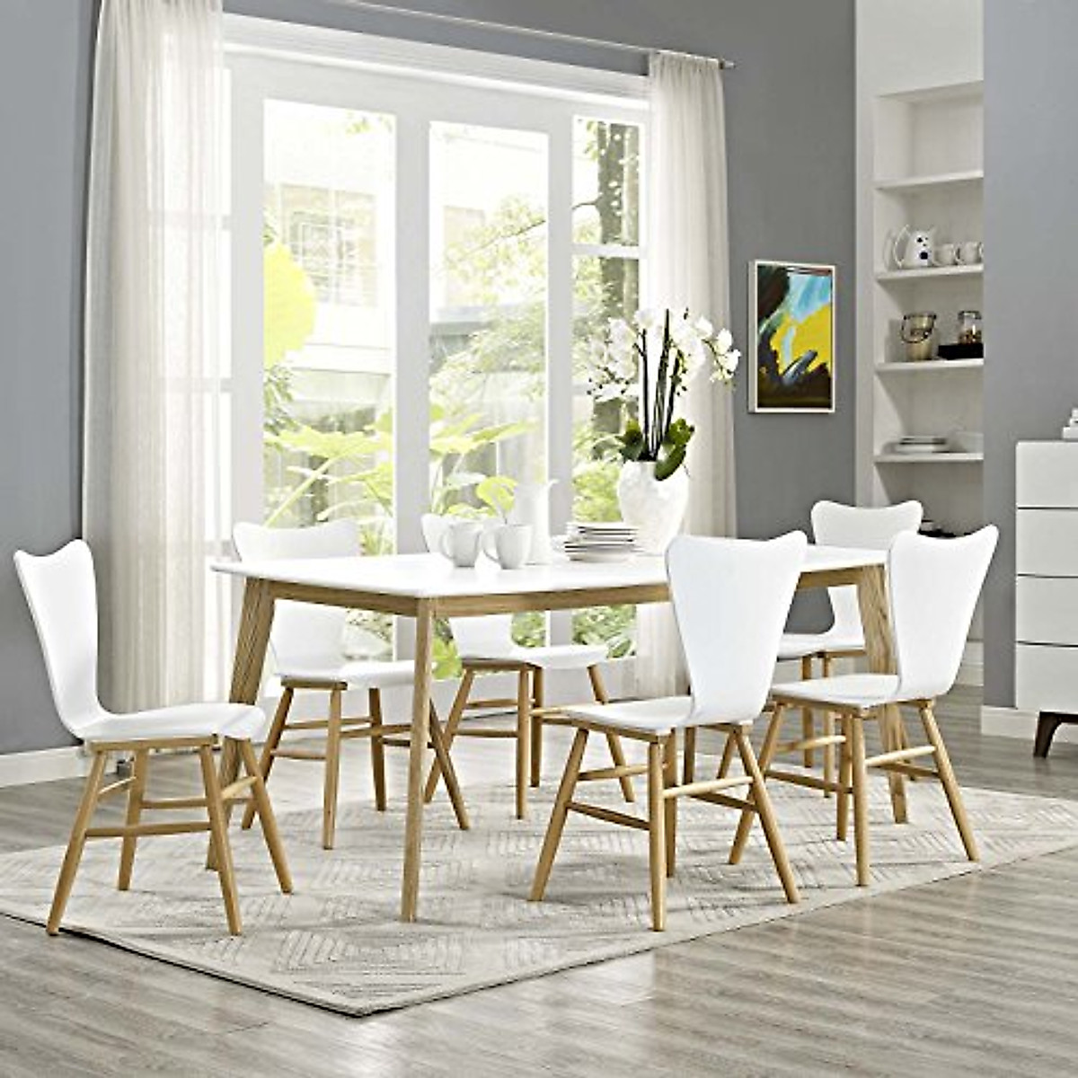 Modway Stratum 71" Mid-Century Modern Kitchen and Dining Room Table in White