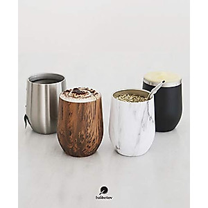 BALIBETOV Modern Mate Cup And Bombilla Set (Yerba Mate Cup) -Yerba Mate Set includes Double Walled 18/8 Stainless Steel Mate Tea Cup, Two Bombilla Mate (Straw) and a Cleaning Brush (Wood, 12.00)