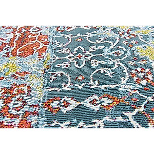 Unique Loom Baracoa Collection Area Rug-Alamar, 5' 5" x 8' Rectangle, Blue/Olive