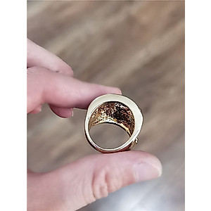 Ocean Starfish Statement Ring for Women Girls Wide Gold Vintage Blue Purple Crystal CZ Band Cocktail Party Rings Big Chunky Antique Exaggerated Jewelry Dainty Gift