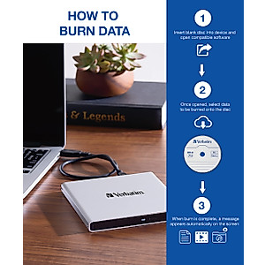 Verbatim External CD DVD Blu-ray Writer USB 3.0 M-Disc Ready - Movie playback requires playback software (not included)