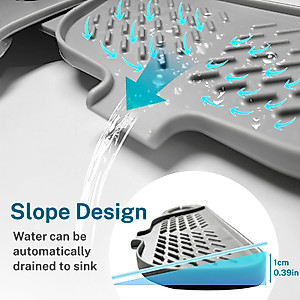 Daily Treasures 2-Pack Rotatable Silicone Faucet Splash Guard, 5° Large Slope Sink Splash Guard, (9.64"x3.9") Splash Guard for Sink Faucet Mat for Bashroom Kitchen Sink (Grew)