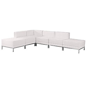 Flash Furniture HERCULES Imagination Series White LeatherSoft Sectional Configuration, 6 Pieces