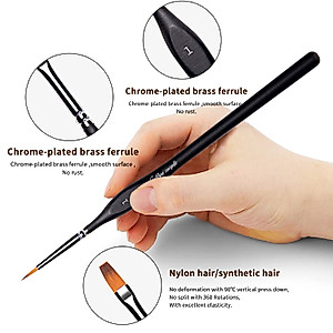 Miniature Paint Brushes, 15PC Model Brushes Micro Detail Paint Brush Set, Fine Detailing for Acrylics, Oils, Watercolors & Paint by Number, Citadel, Figurine, Warhammer 40k (Black)