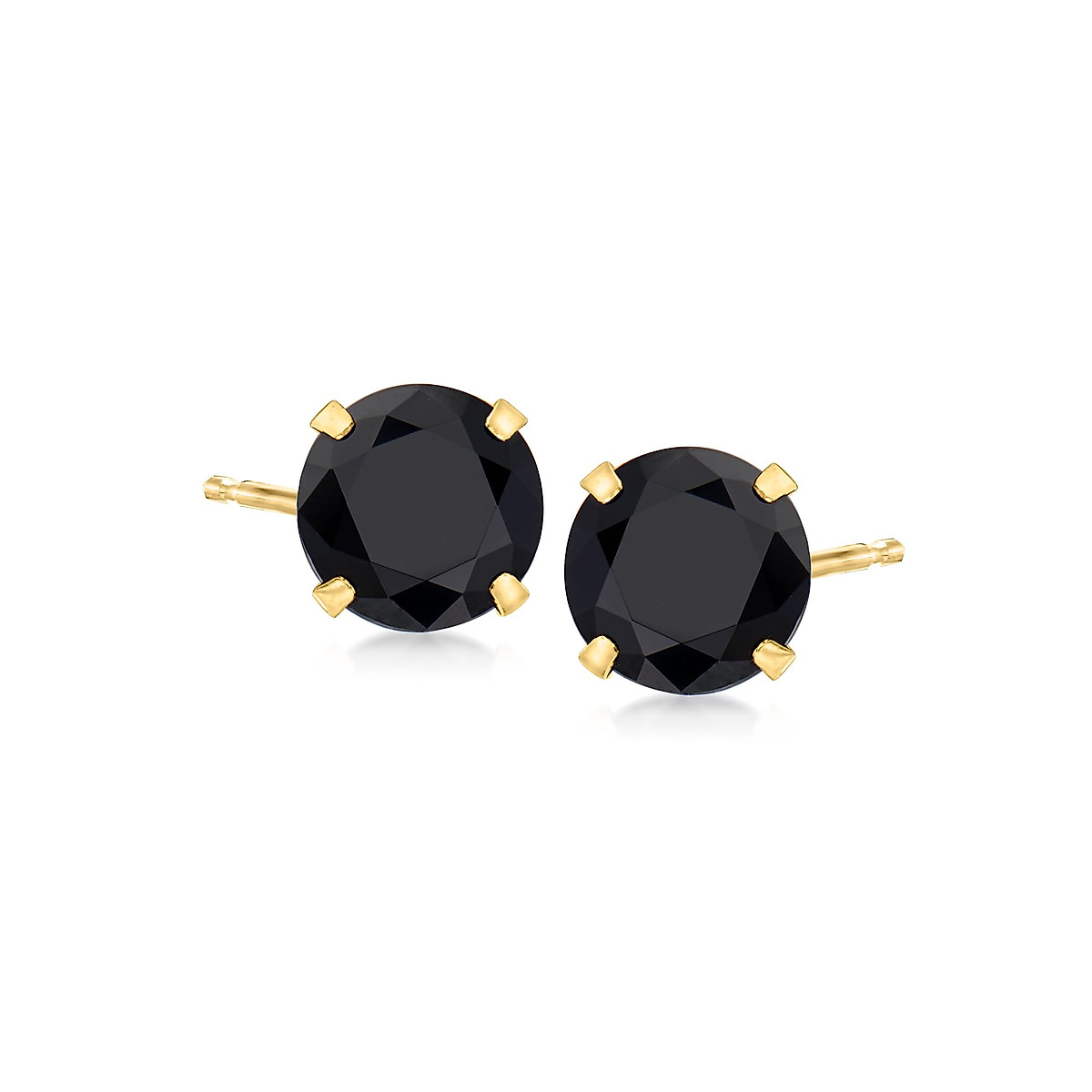Ross-Simons 4.40 ct. t.w. Black Spinel Martini Stud Earrings in 14kt Yellow Gold