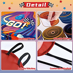 WERNNSAI Pin The Wheels On The Racing Car Game - Race Car Birthday Party Supplies for Boys Kids Two Fast Decorations Poster with 24 Pcs Stickers for Baby Shower Classroom Activities (21" X 28")