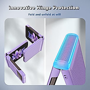 Vihibii Galaxy Z Flip 3 Case with Hinge Protection & Camera Screen Protector - Slim, Non-Slip, Lightweight, 5G-Compatible (Purple)