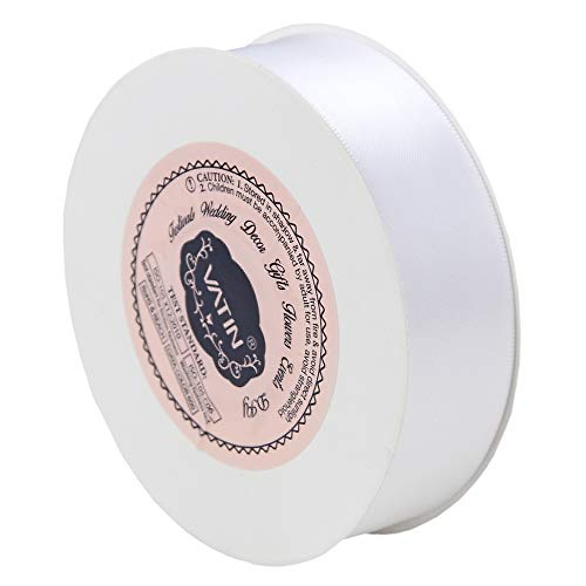 VATIN 1 inch Double Faced Polyester Satin Ribbon White - 25 Yard Spool, Perfect for Wedding, Wreath, Baby Shower,Packing and Other Projects.