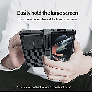 COCOING for Samsung Galaxy Z Fold 4 Case with S Pen Holder & Slide Camera Cover & Screen Protectors,Hinge Protection with Hidden Kickstand Phone Case for Samsung Galaxy Z Fold 4(2022) Black