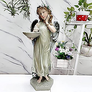 CHRUI Angel Outdoor Garden Decor Statues, 20 inch Solar Outdoor Patio Angel Art Garden Cemetery Decorations Statue for Patio, Lawn, Yard Decoration, Housewarming Garden Unique Gift