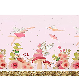 Fairy Tea Party Tablecloths for Girls Floral Birthday Supplies (54 x 108 in, 3 Pack)