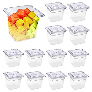 Hyuetrsa 8 Packs Plastic Food Pan with Lids Clear Food Storage Containers 1/6 Size 6 Inch Deep Restaurant Commercial Hotel Pans Stackable Polycarbonate Pan for Vegetables Fruits Beans Corns