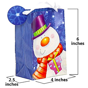 Iconikal Printed Christmas Design Gift Bags, Small, 20-Count