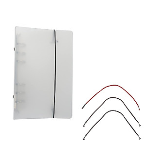 WDONAY 2 Pcs Translucent 6-Rings Binder Protector Cover Plastic Binder Protector Covers A5 Refillable Loose Leaf Folders Shell with Rubber Bands (6.89" x 9.45")