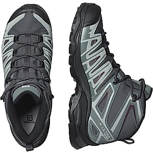 Salomon X Ultra Pioneer MID CLIMASALOMON Waterproof Hiking Boots for Women Trail Running Shoe, Ebony/Stormy Weather/Wine Tasting, 7