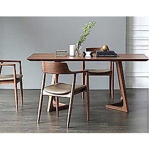 NIUYAO Rectangle Solid Wood Dining Table, Classic Pine Tabletop with Double Pedestal Base Simple Modern Long Meeting Table -Brown 55" L x 27.5" W x 29.5" H