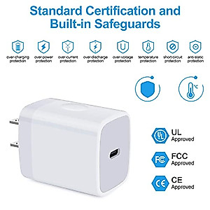 USB C Box Fast Wall Charger for Samsung Galaxy S23/S22 Ultra/S21 FE 5G/A13 5G/A14/A03s/S21/A53/A54/A34/Z Fold 4 3/S20FE/A12,Pad,Google Pixel 7 6 Pro 5,20W PD Power Adapter with 6FT Type C to C Cable