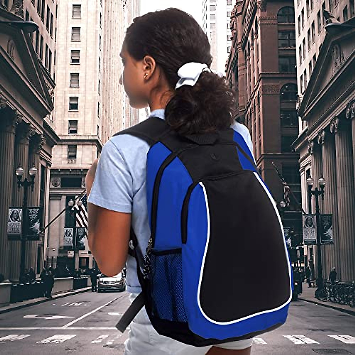 DISCOUNT PROMOS Large Sports Backpack with Mesh Pockets Set of 10, Bulk Pack - Perfect for School, Office, Outdoor Sports - Blue