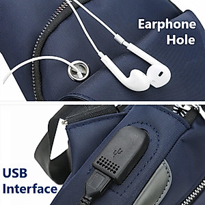 Sling Backpack with USB Charging Port, Chest Bag Crossbody Daypack Shoulder Bag for Women & Men, Hiking, Cycling, Travel #2 Blue